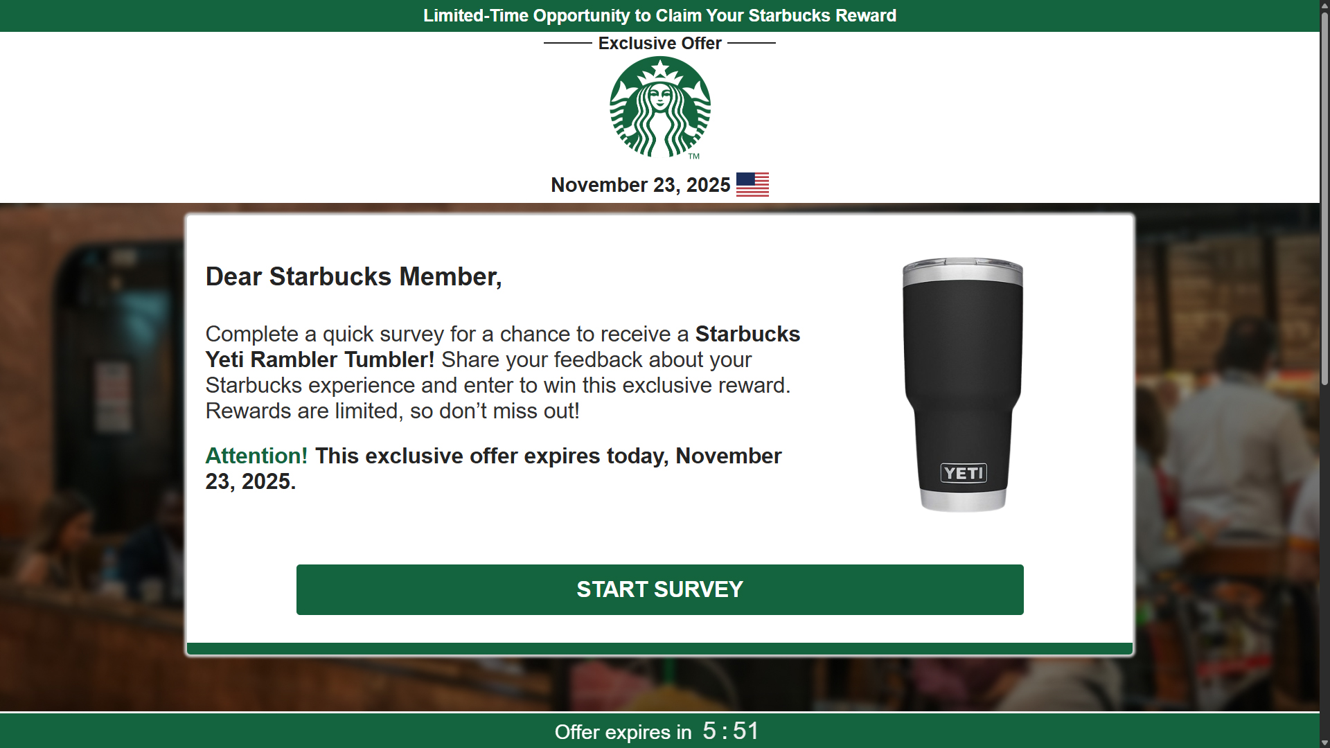 The Starbucks Yeti Rambler Tumbler Reward Scam Uses Fake Emails to ...