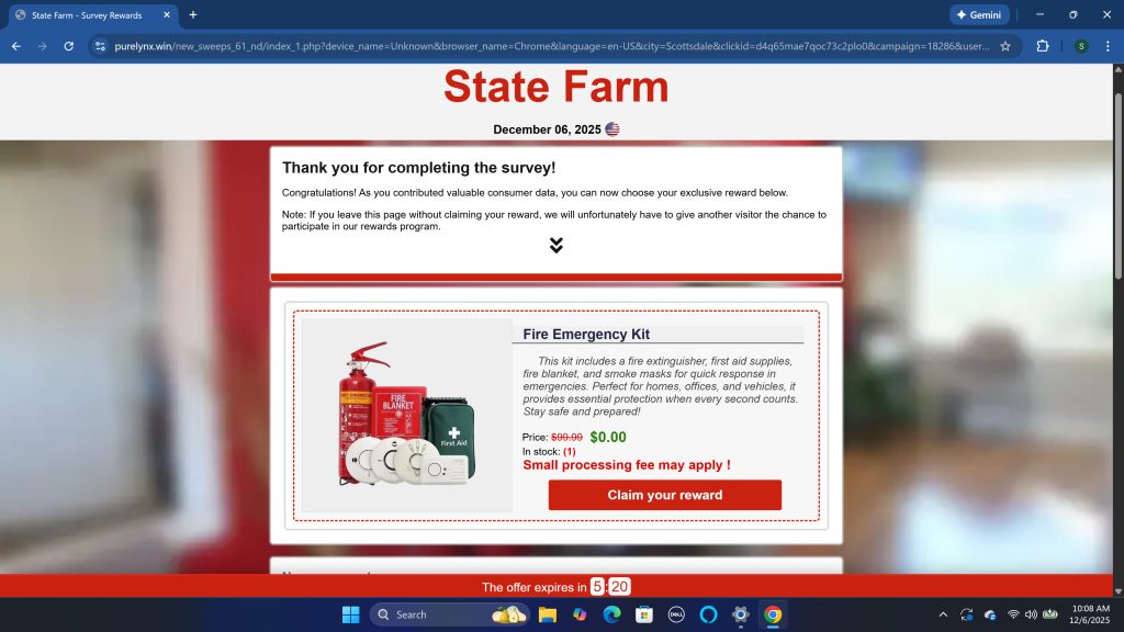 The StateFarm Fire Safety Kit Scam Steals Personal and Payment Information